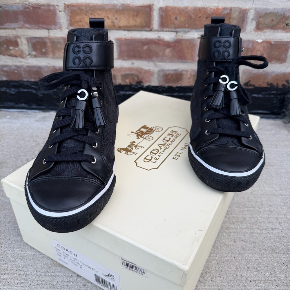 Coach Foster Signature C Black Leather High-Tops - Gem